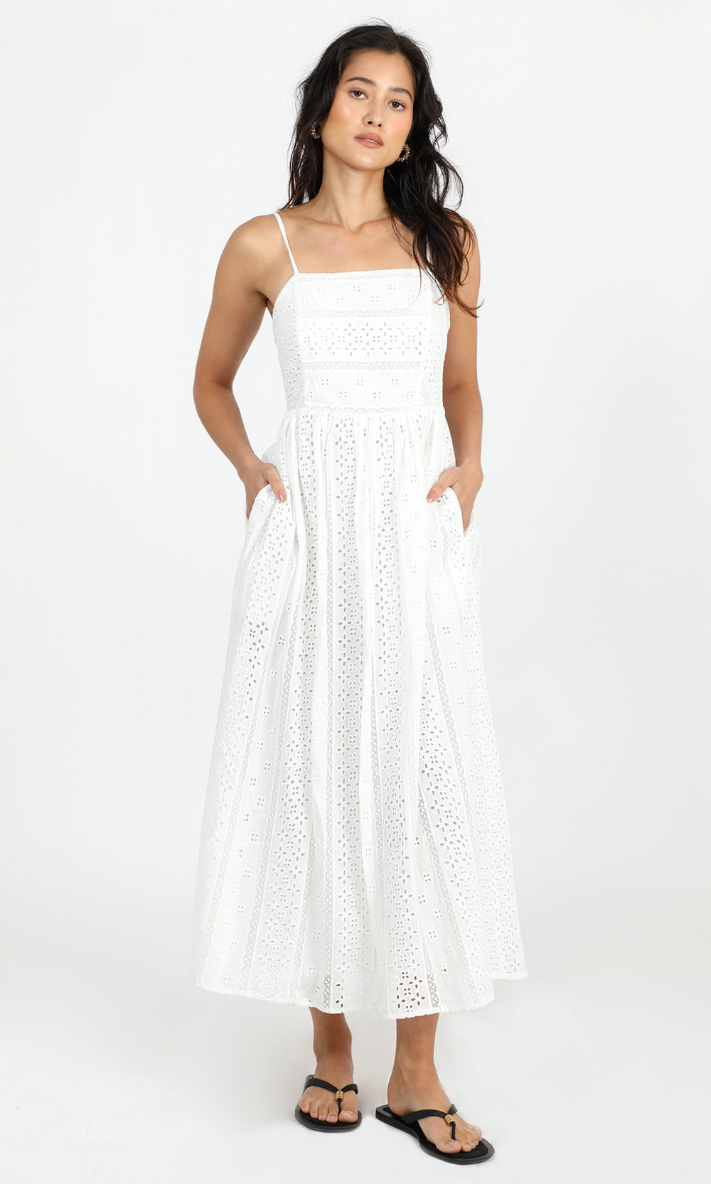 Portia Cotton Eyelet Midi Dress – Swoon